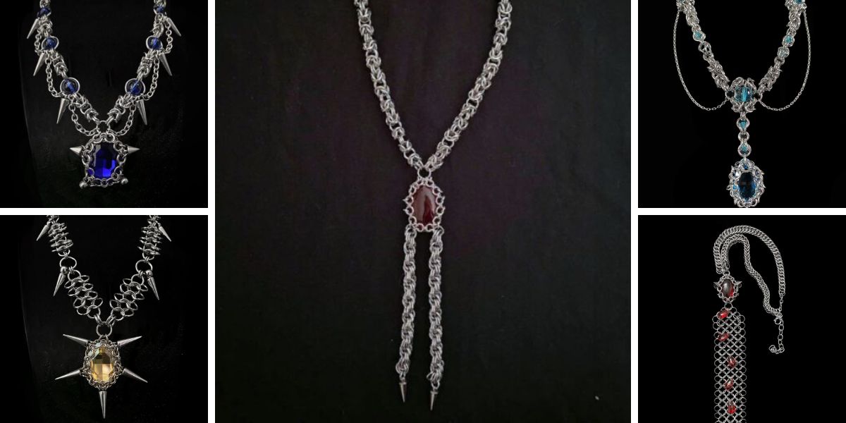Dark Elegance: Gothic Chain & Crystal Necklace Collection - Grizz Studio